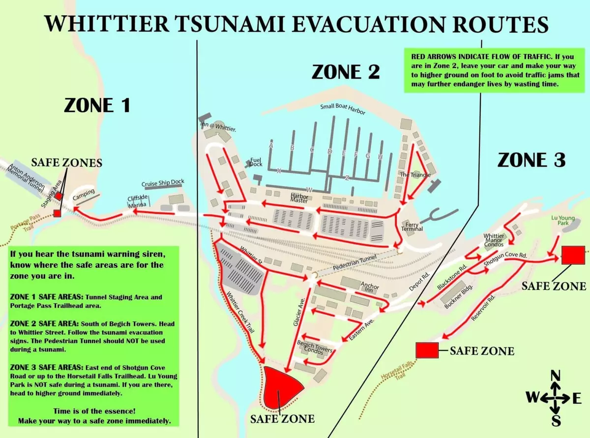 Whittier Tsunami Evacuation Map | Whittier, AK